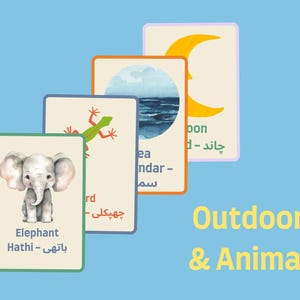 Printable Urdu to English Bilingual Flashcards - Outdoors & Animals Set ...