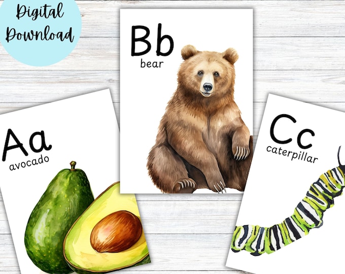 ABC Flashcards Printable, Alphabet Cards, Texas Abcs, Watercolor ...