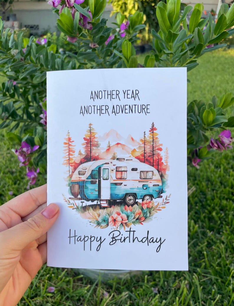 Printable Happy Birthday Camper Van Card, Digital Download, Camping ...
