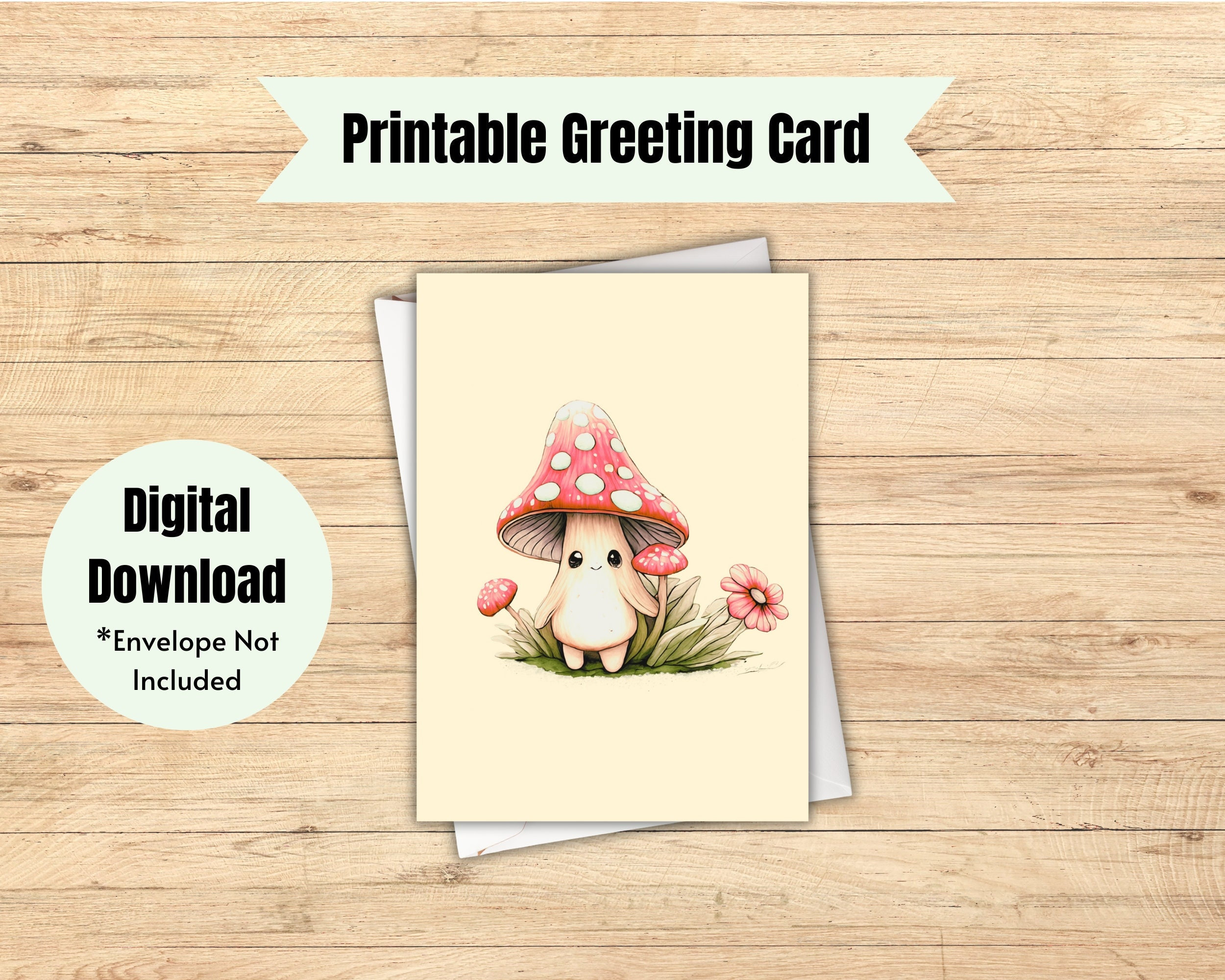 Printable Mushroom Card for Any Occasion, Digital Download, Cute ...