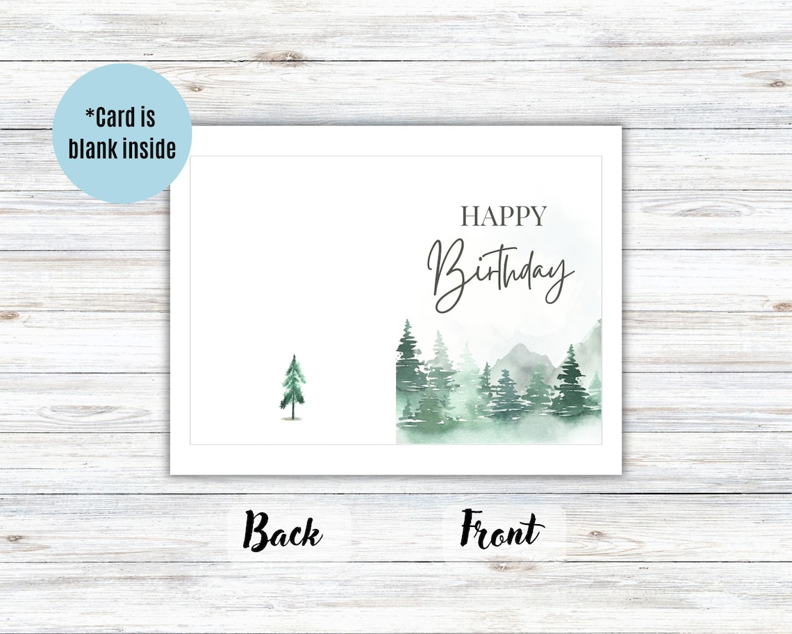 Printable Nature Birthday Card, Mountains Birthday Card, Landscape ...