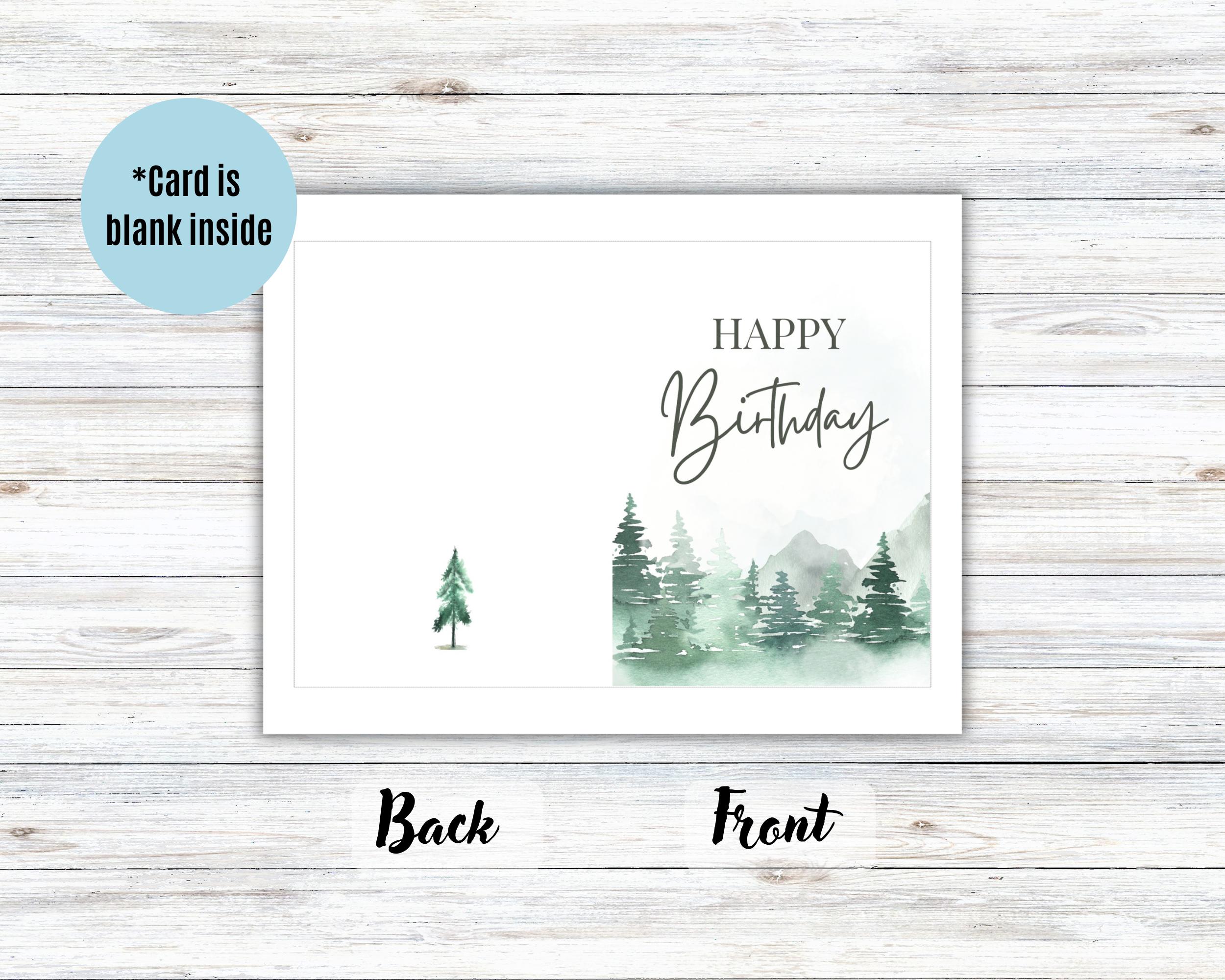 Printable Nature Birthday Card, Mountains Birthday Card, Landscape ...