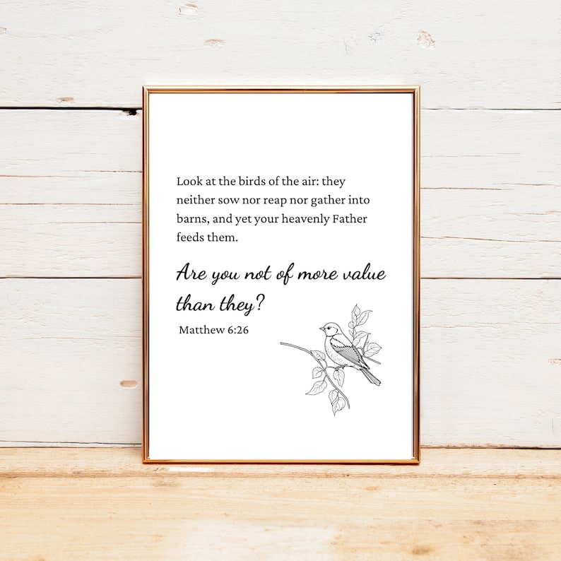 Printable Matthew 6:26 Wall Art, DIGITAL DOWNLOAD, Christian Wall Art ...