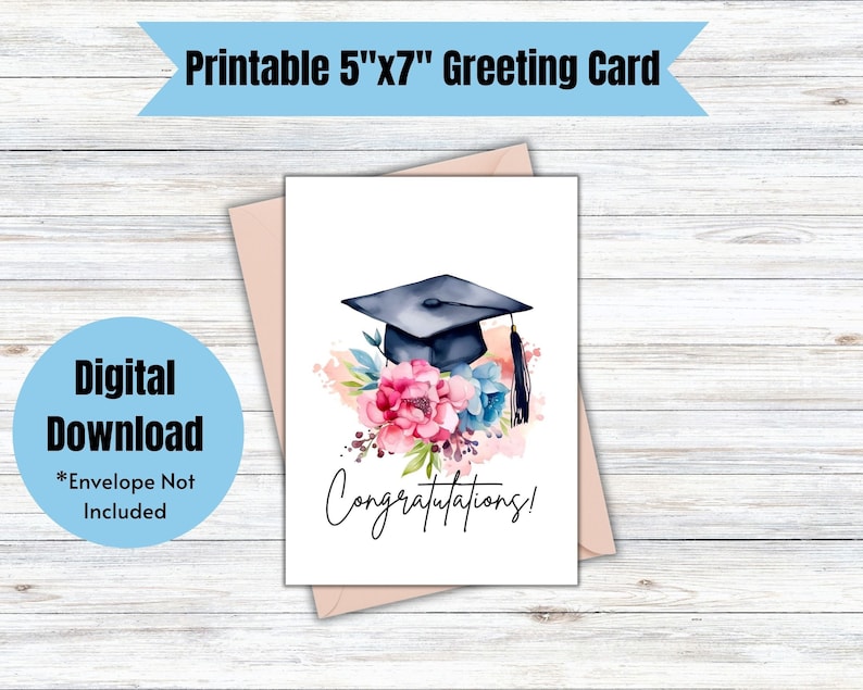 Floral Graduation Card: Printable Congratulations (PDF Download) - Etsy