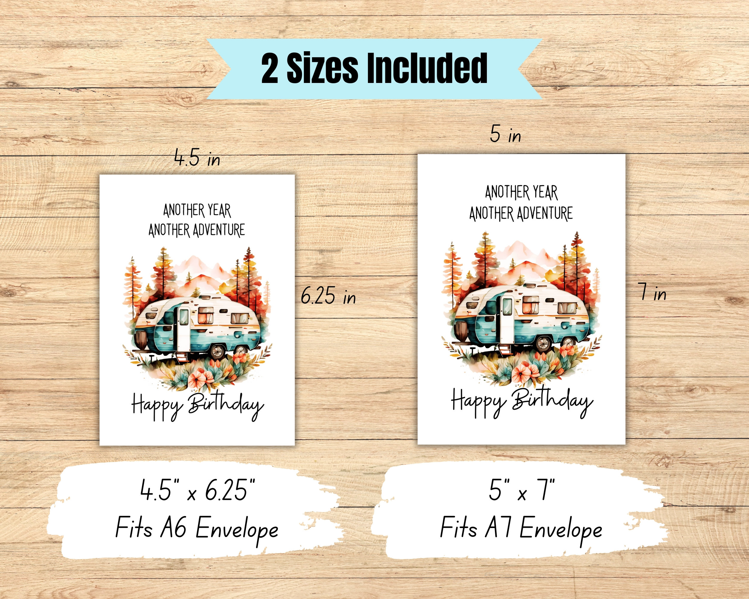 Printable Happy Birthday Camper Van Card, Digital Download, Camping ...