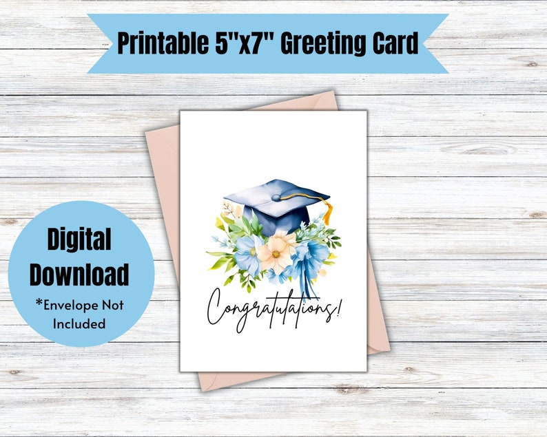 Printable Graduation Card, Instant Download PDF, Graduation Greeting ...