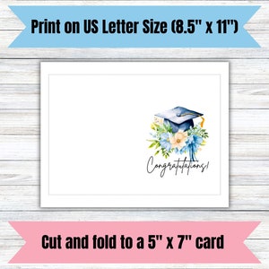 Printable Graduation Card, Instant Download PDF, Graduation Greeting ...