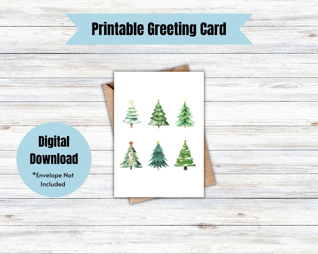 Printable Christmas Card, Digital Download, Minimalist Christmas Card ...