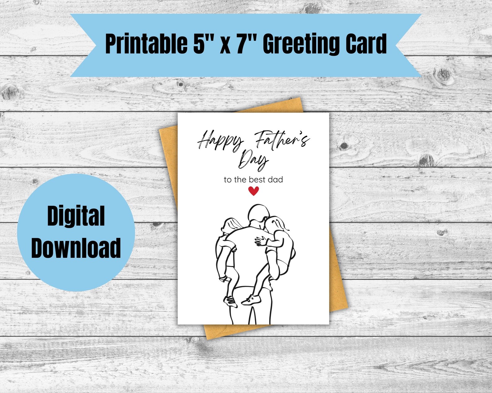 Printable Fathers Day Card, Digital Download, Greeting Card, Minimalist ...