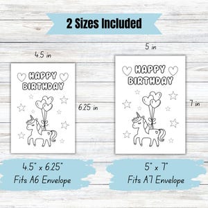 Printable Unicorn Coloring Birthday Card: Kids' Activity (digital ...