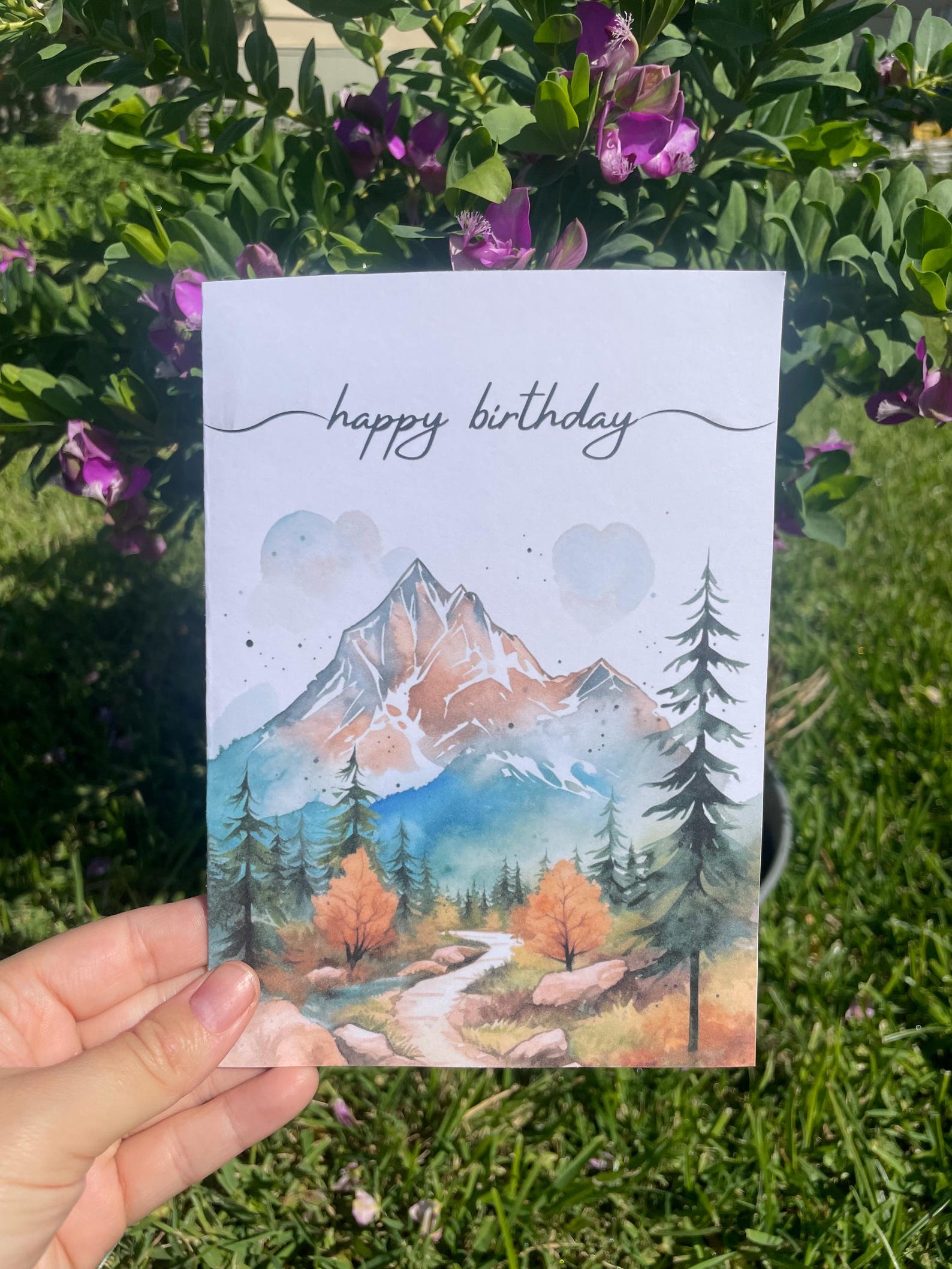 Printable Mountains Birthday Card, Digital Download, Happy Birthday ...