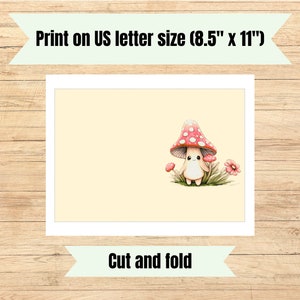 Printable Mushroom Card for Any Occasion, Digital Download, Cute ...
