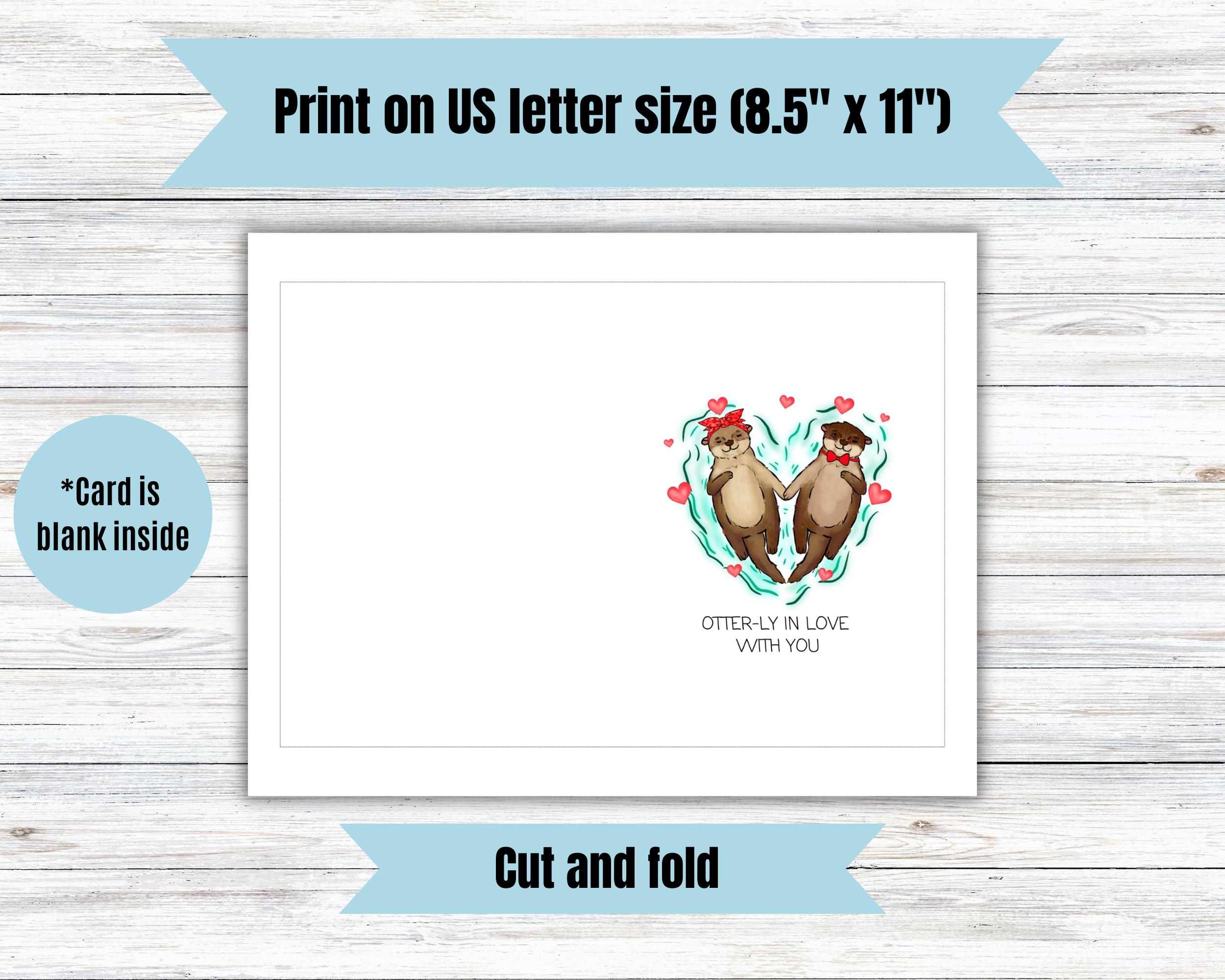 Otter-ly in Love With You Card, INSTANT DOWNLOAD, Otter Valentines Day ...