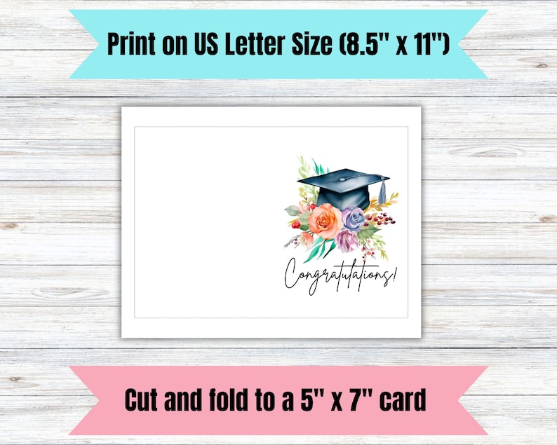 Printable Congratulations Graduation Card, Instant Download PDF, 5x7 ...