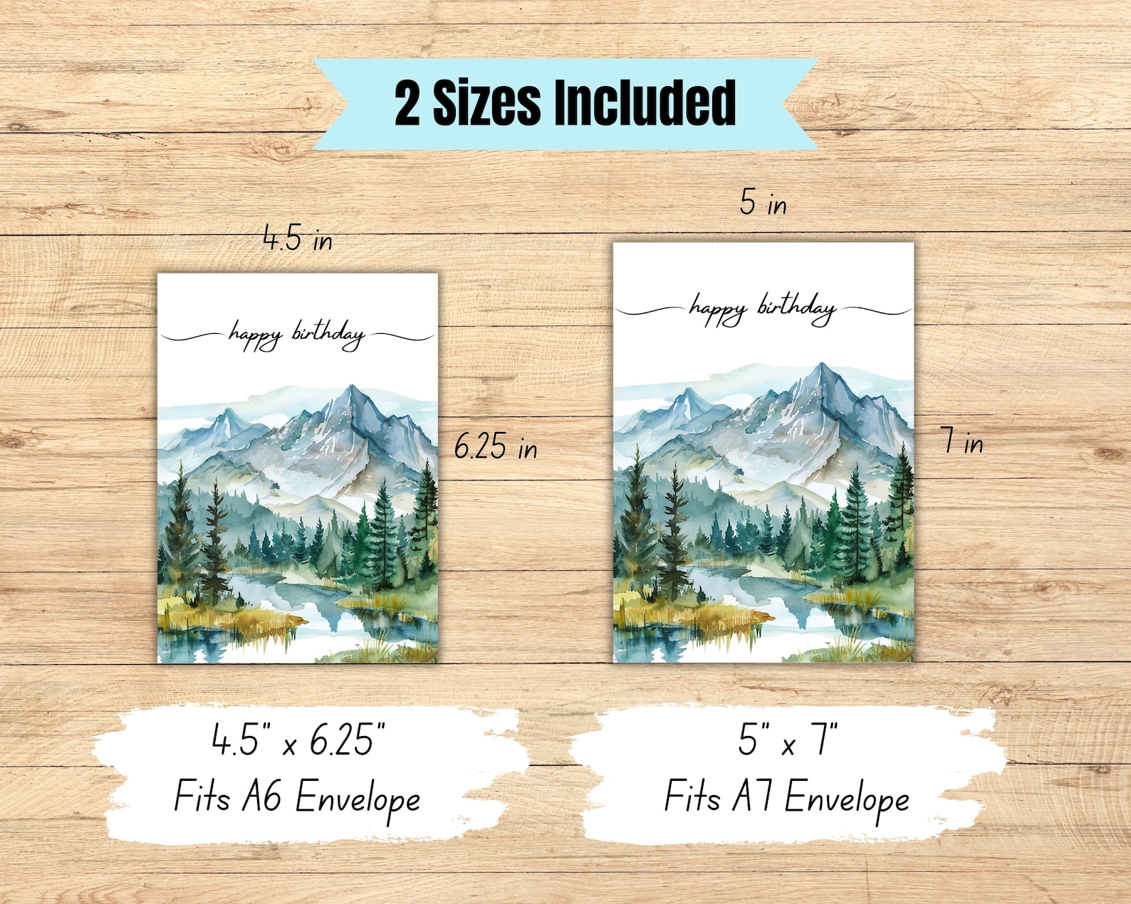 Printable Mountains Birthday Card, Digital Download, Happy Birthday ...
