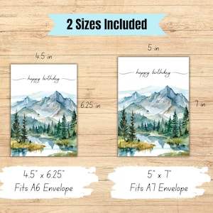 Printable Mountains Birthday Card, Digital Download, Happy Birthday ...