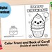 Happy Birthday Coloring Card, Printable Coloring Birthday Card, Cute ...