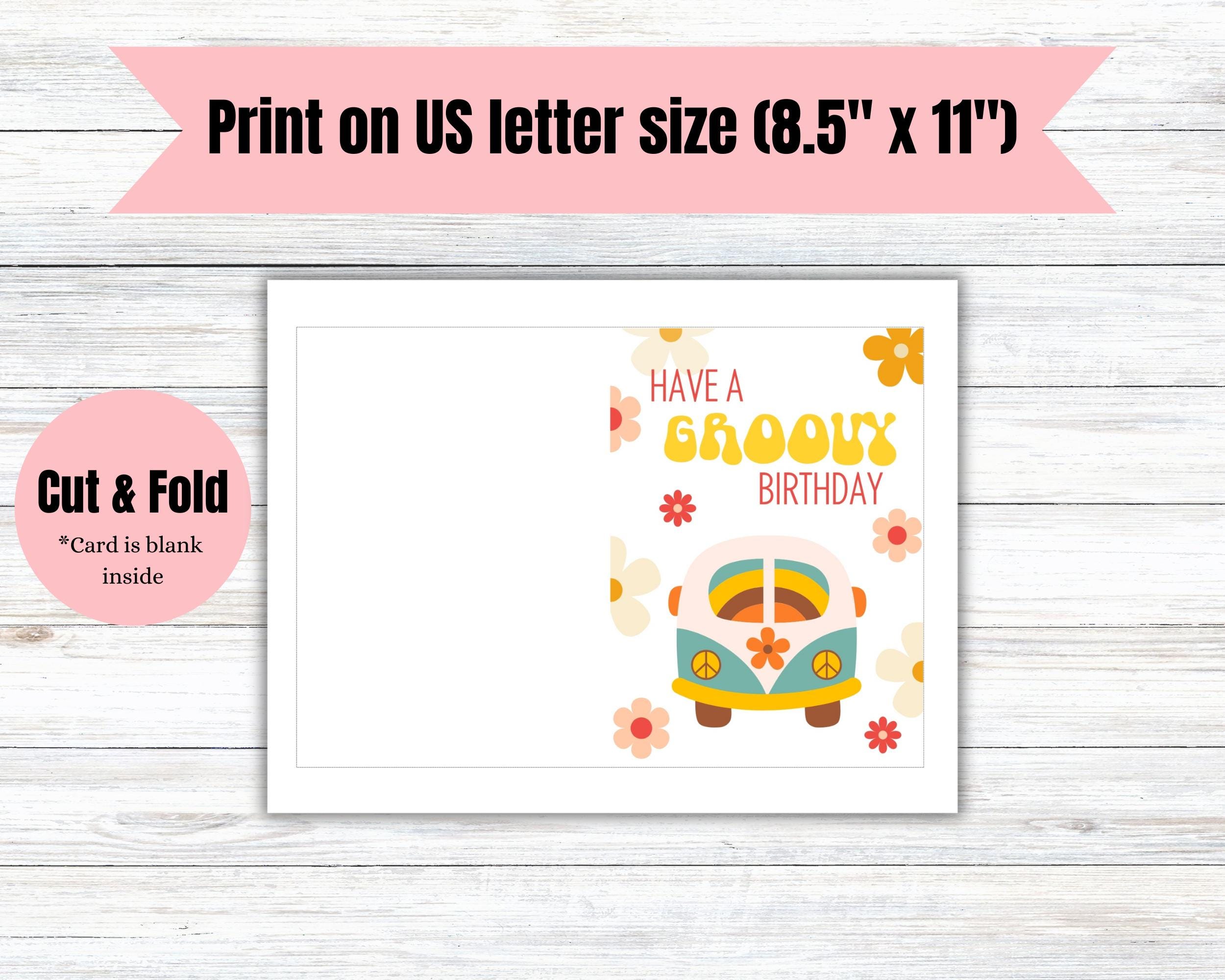PRINTABLE Groovy Birthday Card, Digital Download, Hippie VW Bus ...