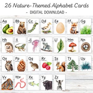 Nature Alphabet Flashcards: Watercolor ABC Homeschool Printables ...