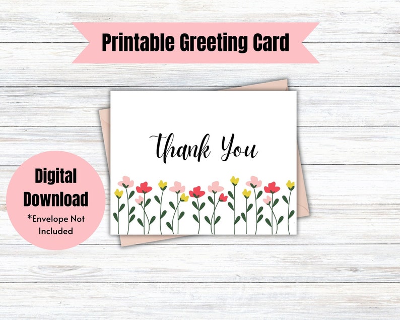 Floral Thank You Card: Minimal Flower Design (digital Download) - Etsy