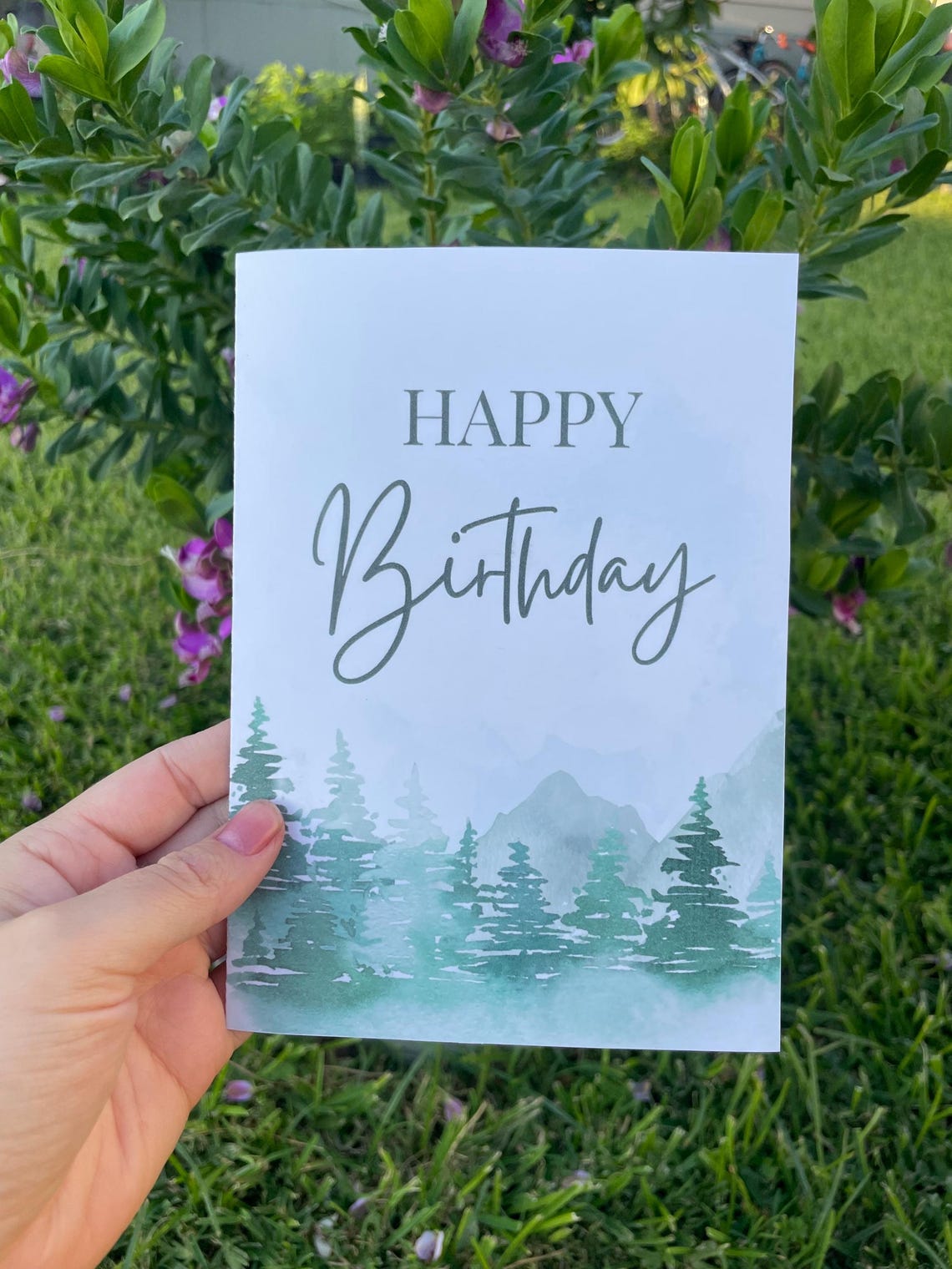 Printable Nature Birthday Card, Mountains Birthday Card, Landscape ...
