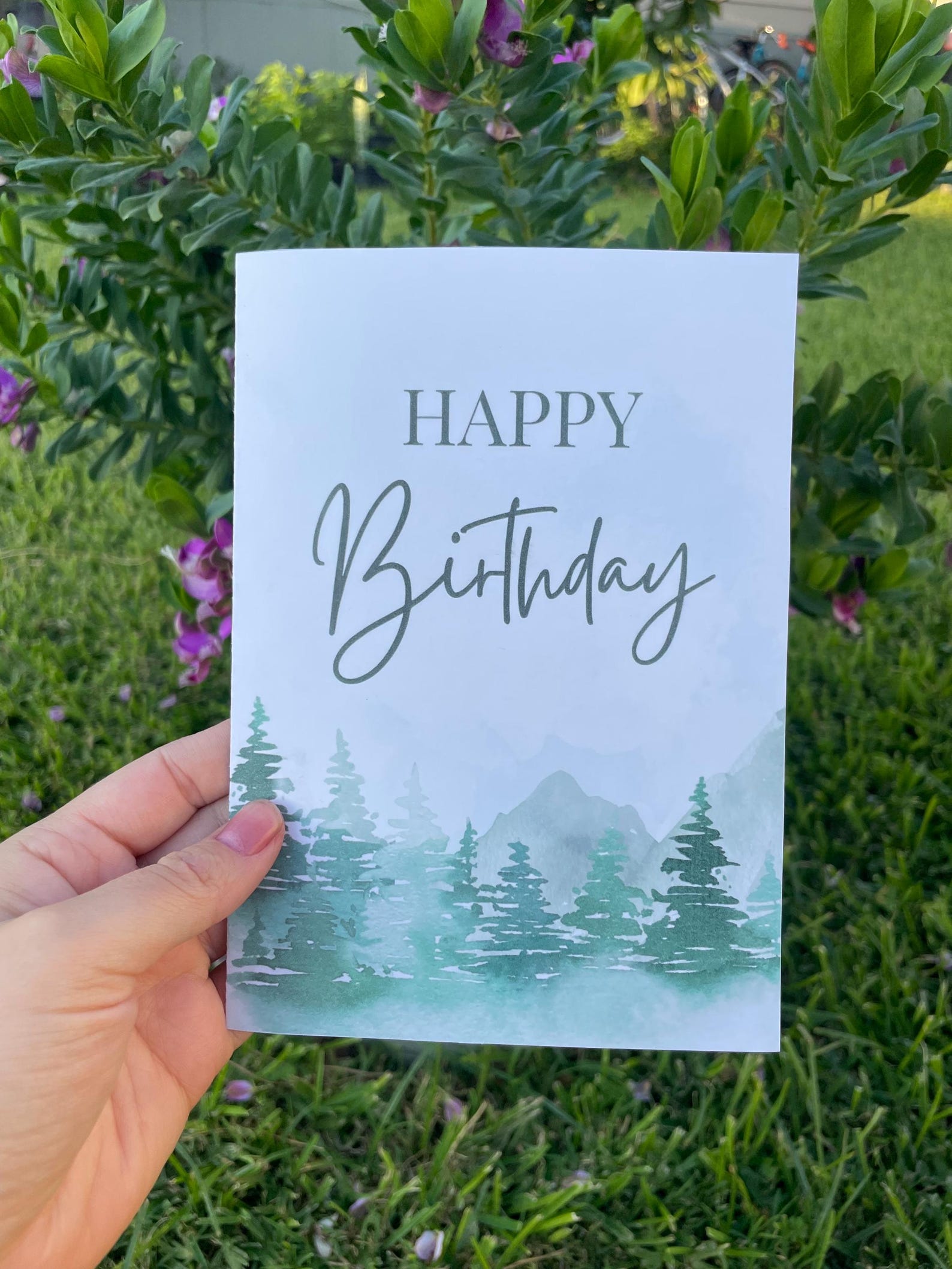 Printable Nature Birthday Card, Mountains Birthday Card, Landscape ...