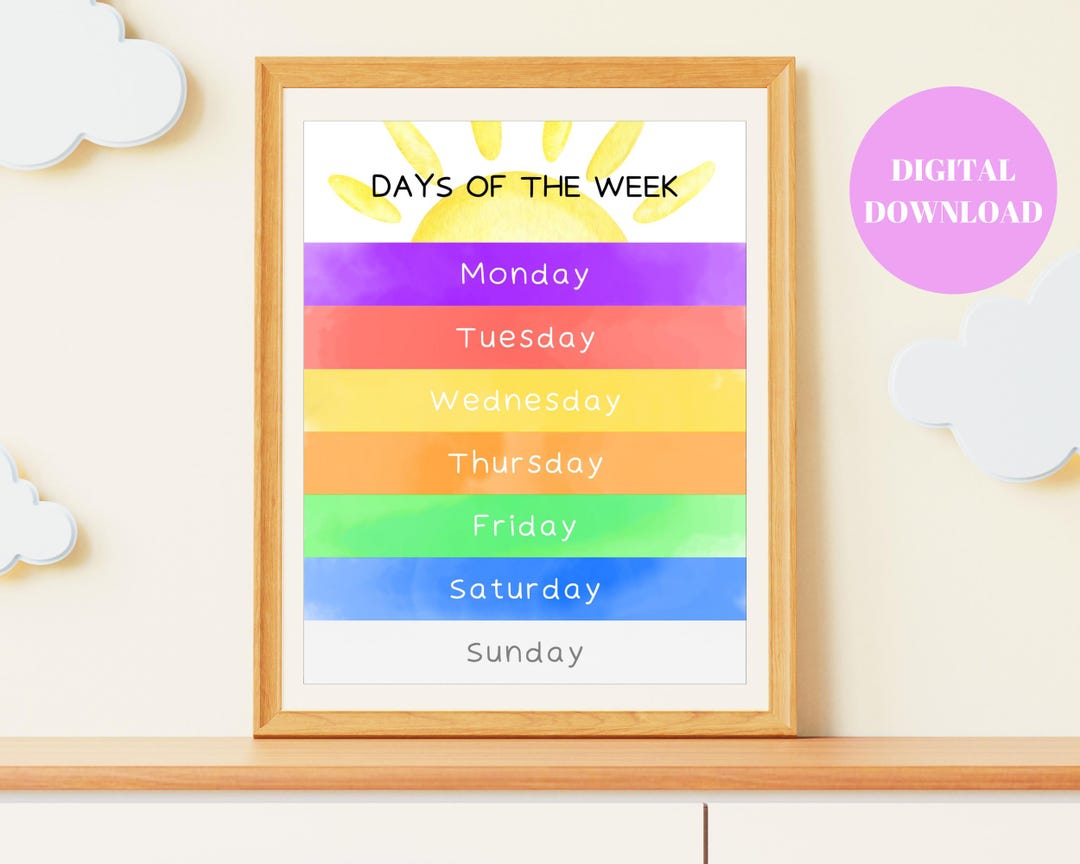 Waldorf Days of the Week Printable, DIGITAL DOWNLOAD, Waldorf Colors of ...