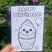 Happy Birthday Coloring Card, Printable Coloring Birthday Card, Cute ...