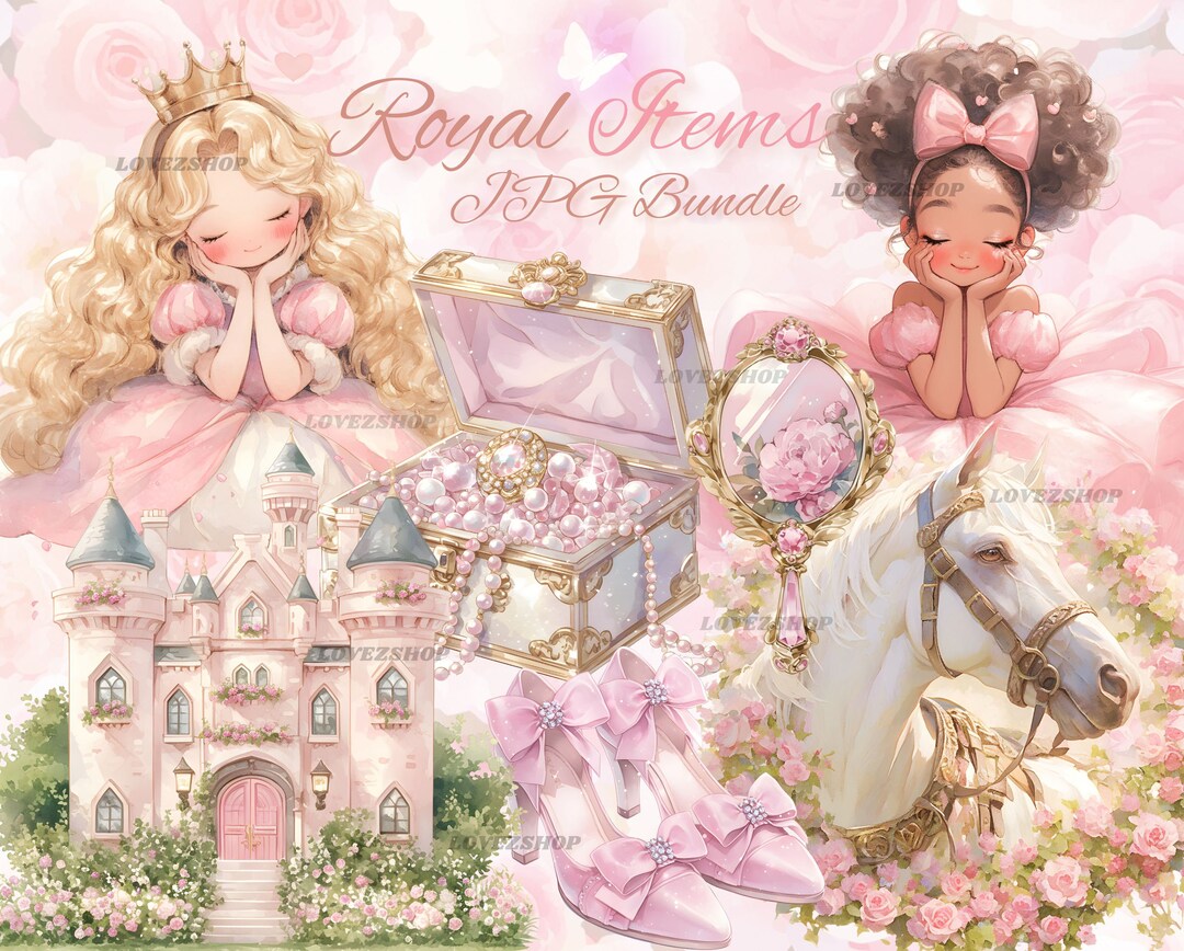 35 Royal Clipart, Princess Clipart, Pink Kingdom, Vintage High Quality ...