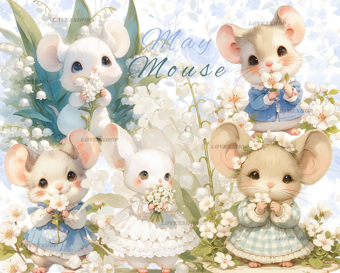 15 Mouse With Birth Month Flower for May, Lily of the Valley and ...