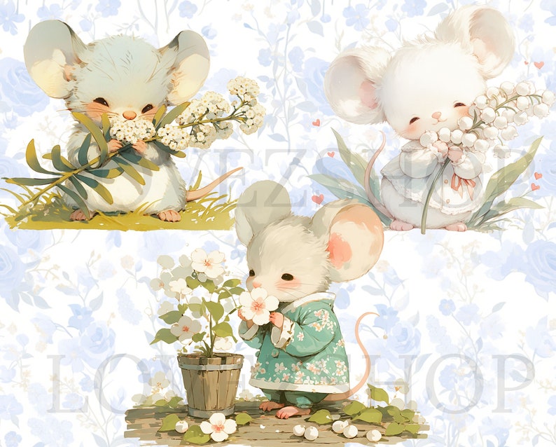 15 Mouse With Birth Month Flower for May, Lily of the Valley and ...