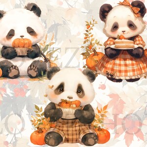 20 Fall Panda, Baking Clipart, JPG File, Panda Clipart, Watercolor Cute ...