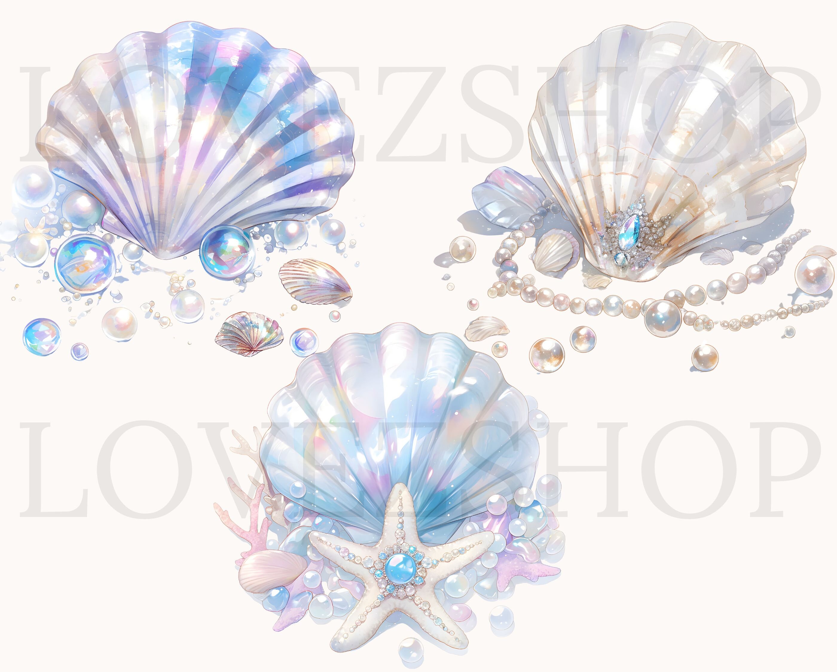 19 Sea Shells Clipart Bundle, Beach Clipart, JPG Bundle,birthday ...