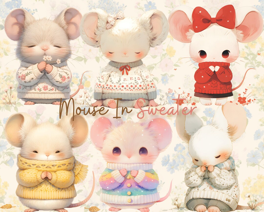 20 Mouse in Sweater, Mouse Clipart, Fall Clipart, Winter Clipart,high ...
