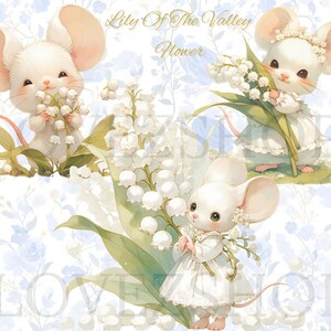 15 Mouse With Birth Month Flower for May, Lily of the Valley and ...