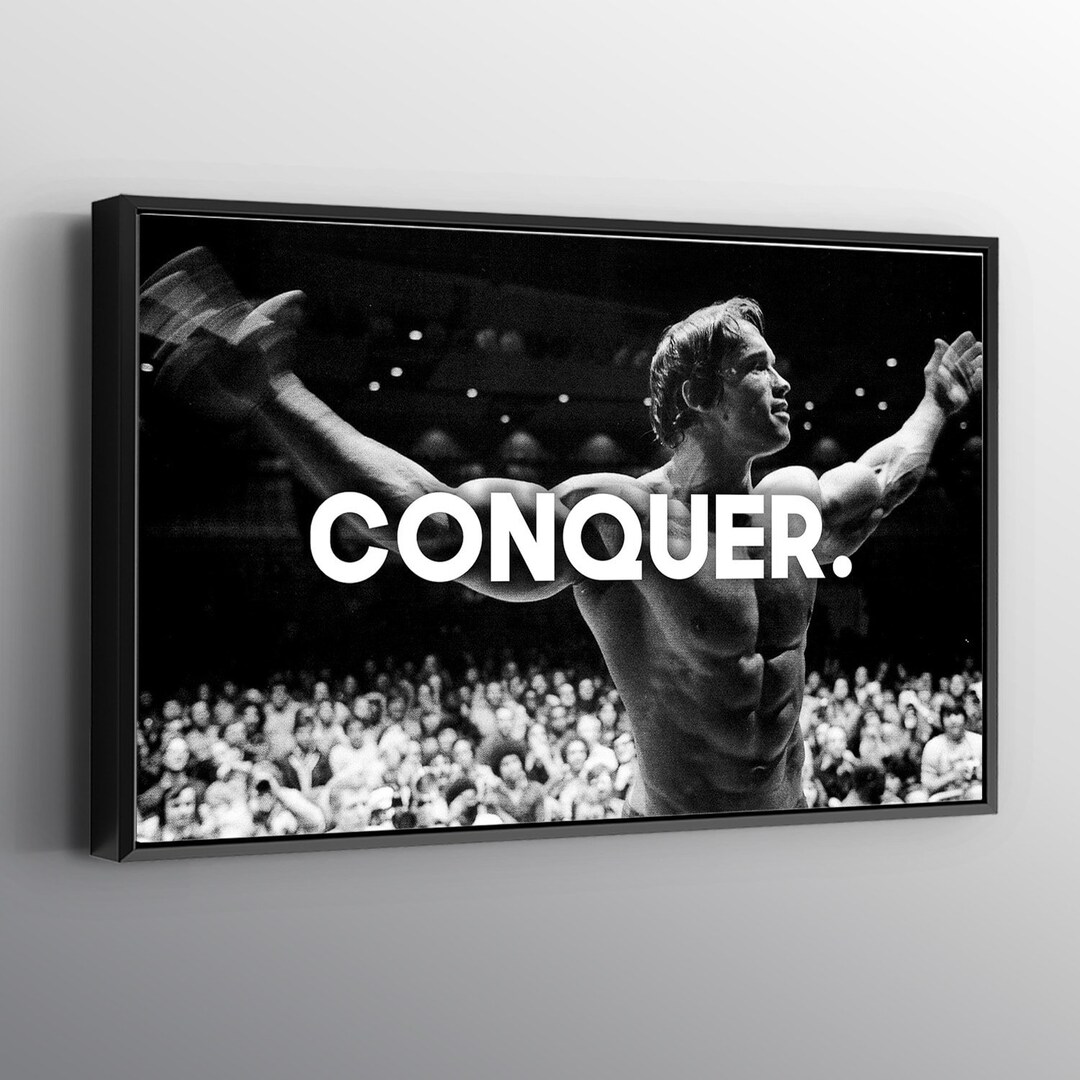 Arnold Schwarzenegger - Conquer Print Wall Art Canvas. Printed Smooth ...