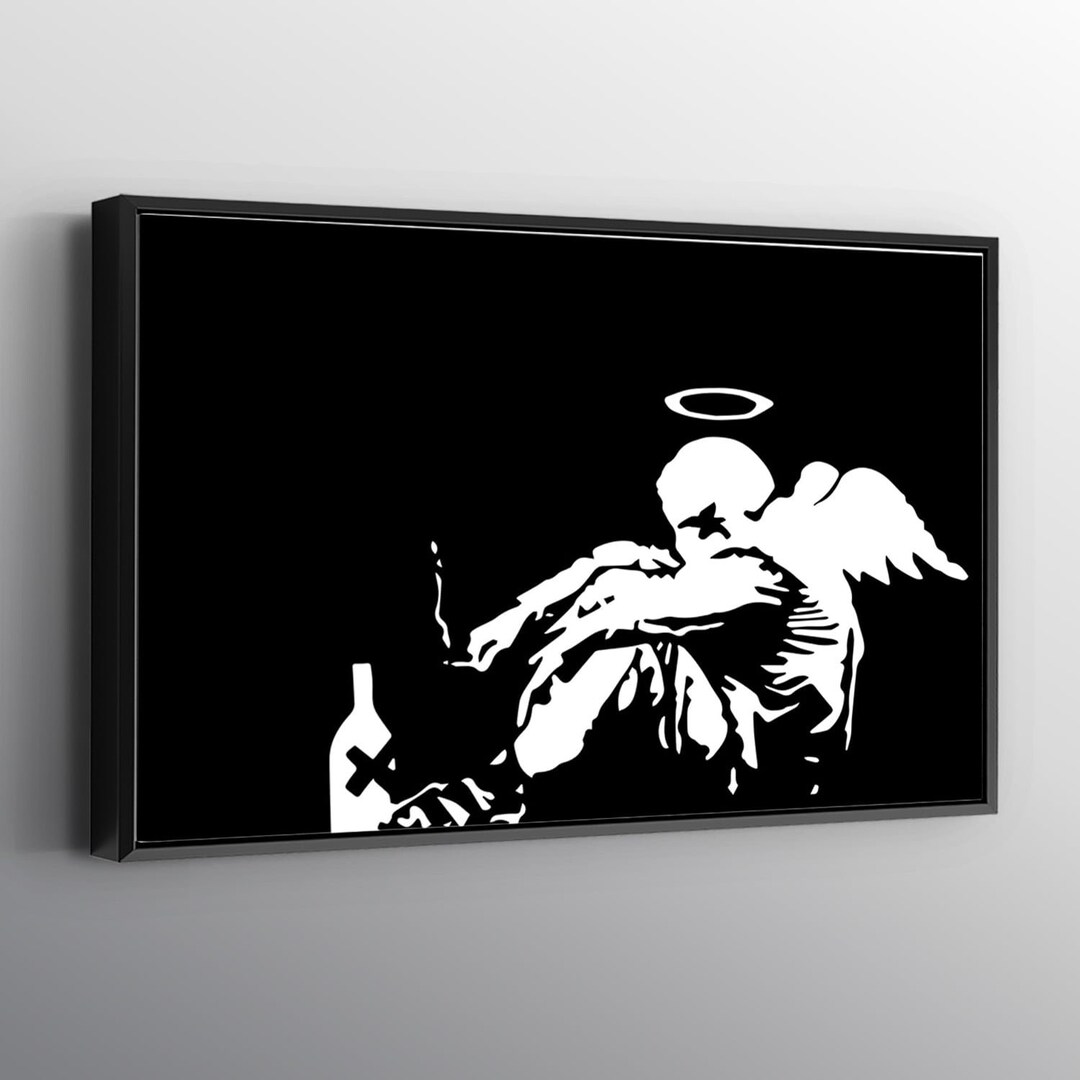 Banksy Fallen Angel Print Wall Art Canvas. Printed Smooth Surface ...