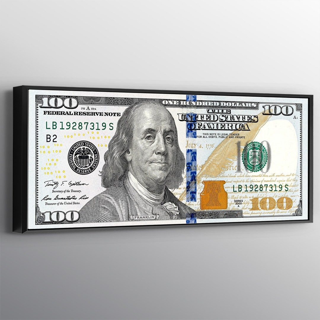 Original Benjamin 100 Dollar Bill Money Press Print Wall Art Canvas ...