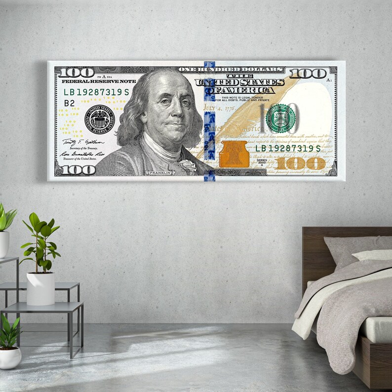 Original Benjamin 100 Dollar Bill Money Press Print Wall Art Canvas ...