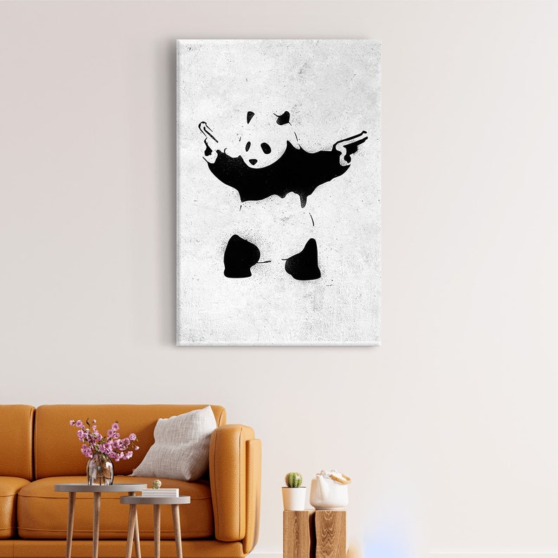 Banksy Panda With Guns Print Wall Art Canvas. Printed Smooth Surface ...
