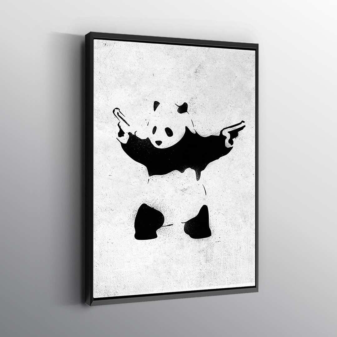 Banksy Panda With Guns Print Wall Art Canvas. Printed Smooth Surface ...
