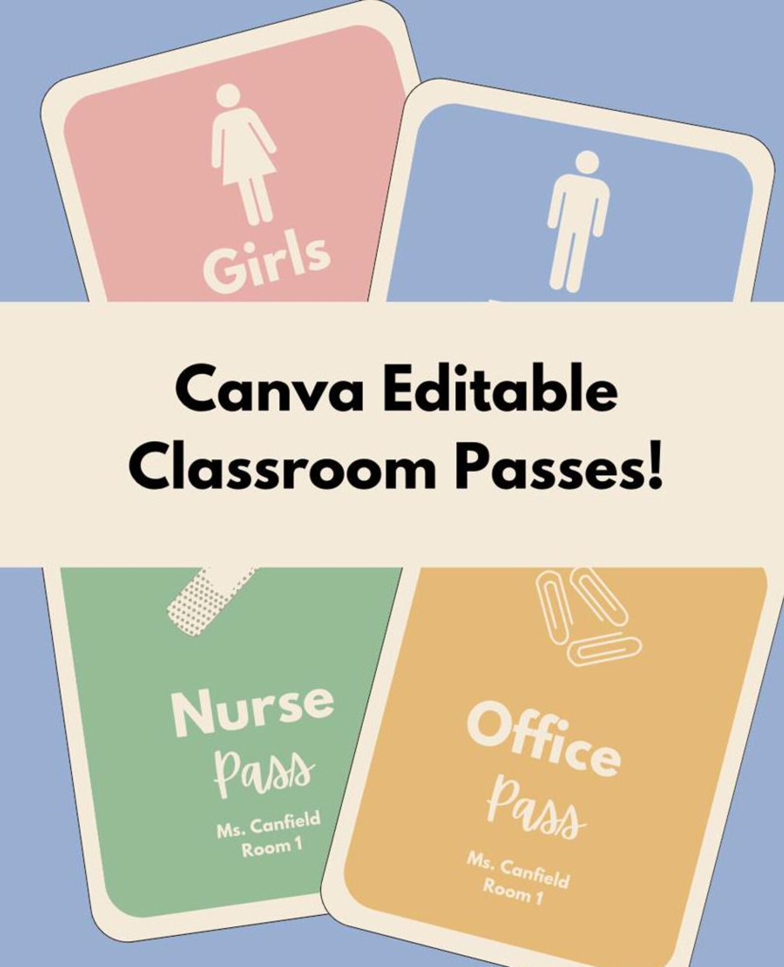 Canva Editable Classroom Hall Passes! - Etsy
