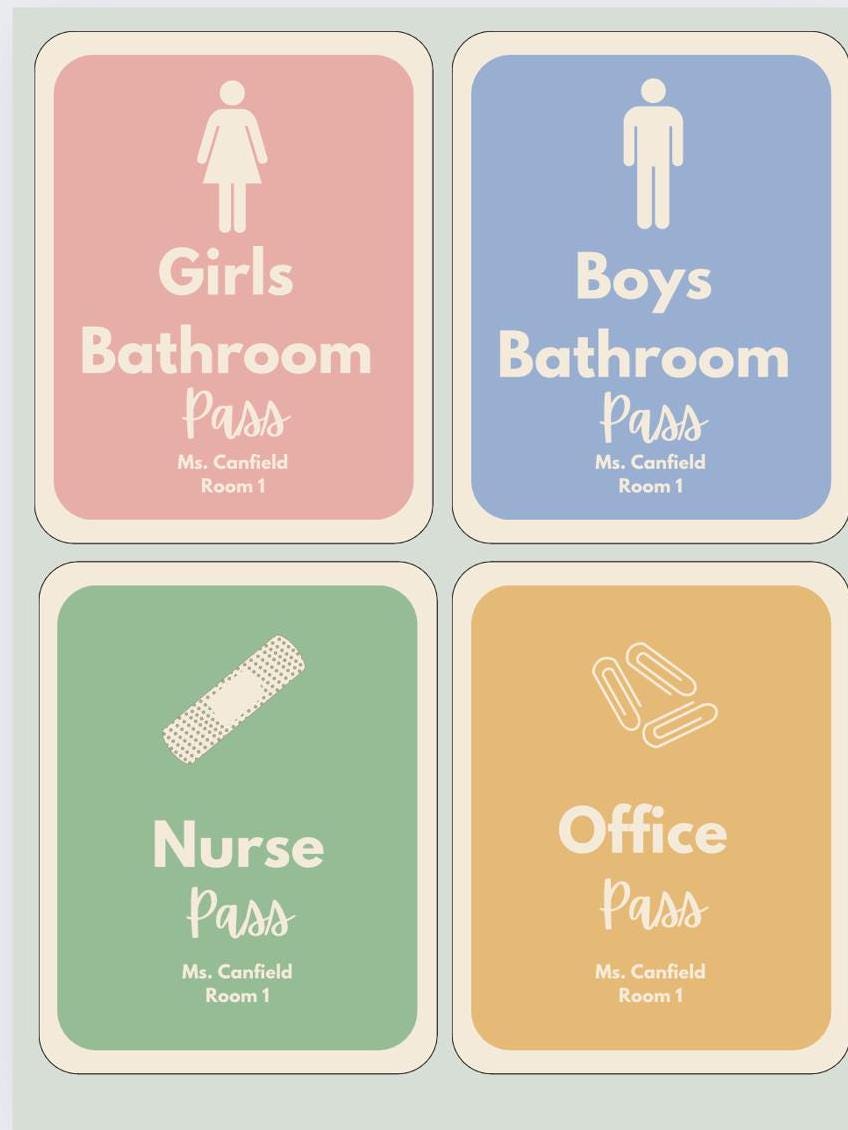 Canva Editable Classroom Hall Passes! - Etsy