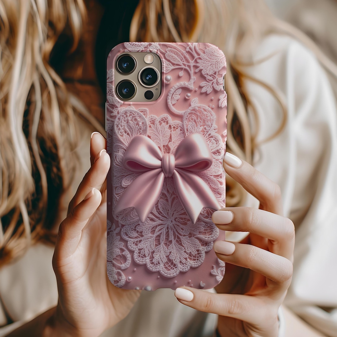 Elegant Coquette Bow Lace Phone Case for iPhone & Samsung Delicate ...