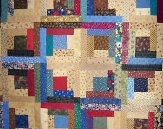 Pre-cut Scrappy Log Cabin Quilt Block Kit ~ Makes Sixteen 9" Blocks ...