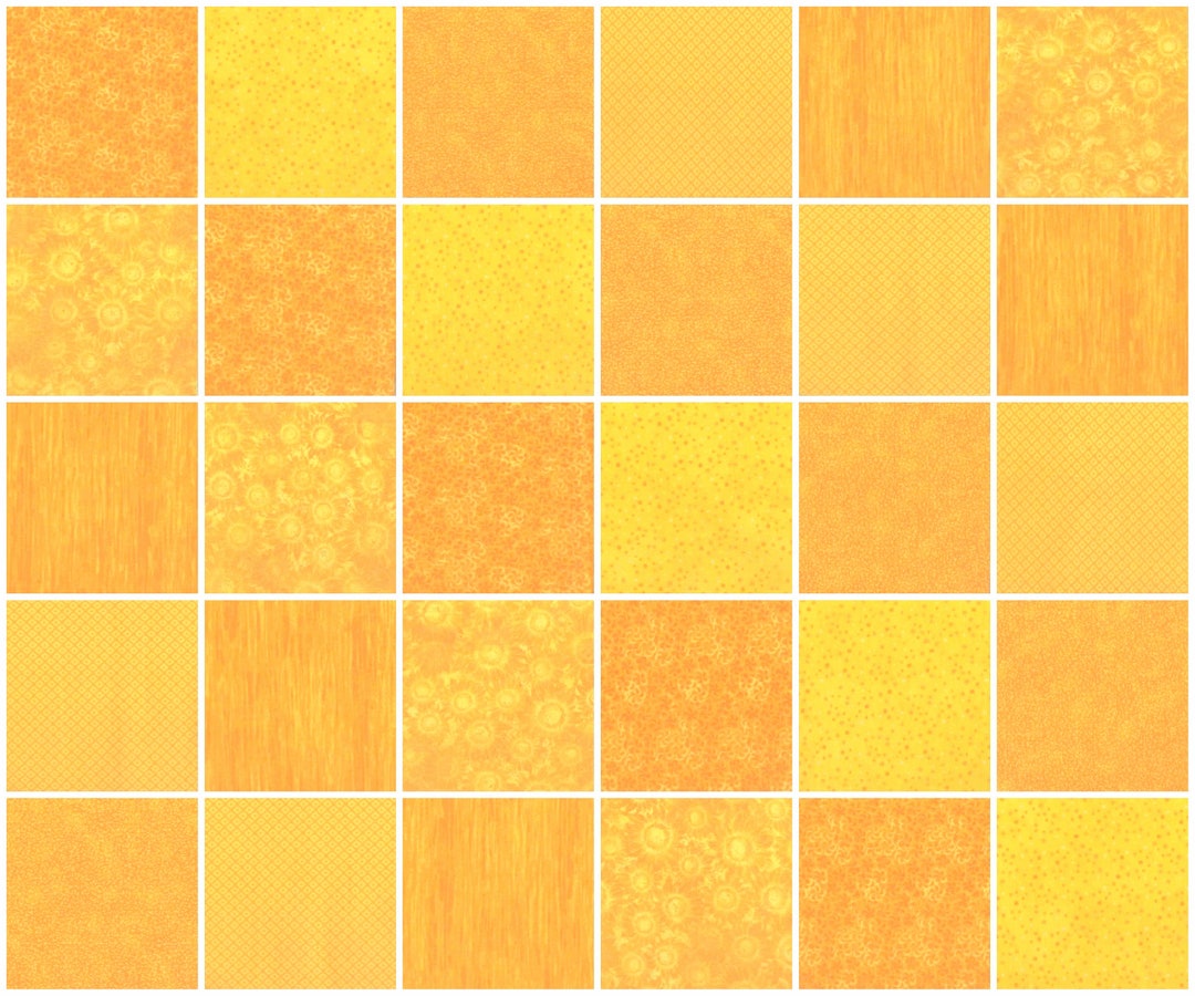 Marigold Yellow Fabric Charm Squares: 5" Cotton Quilt Blocks, 30 Piece ...