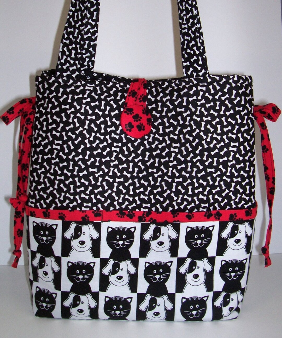Handmade Cats and Dogs Tote Bag: Black & White 100% Cotton Purse - Etsy