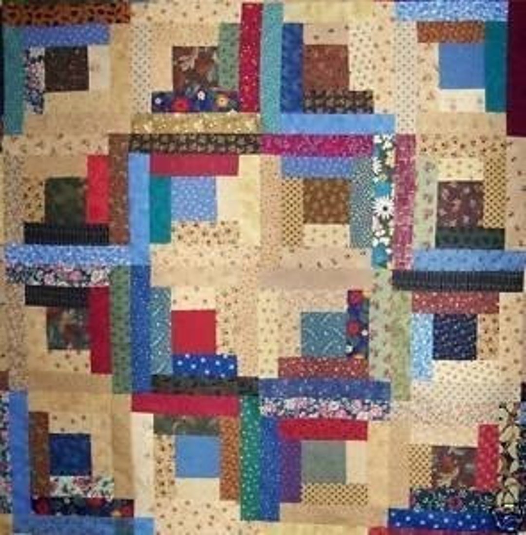 Pre-cut Scrappy Log Cabin Quilt Block Kit ~ Makes Sixteen 9" Blocks ...