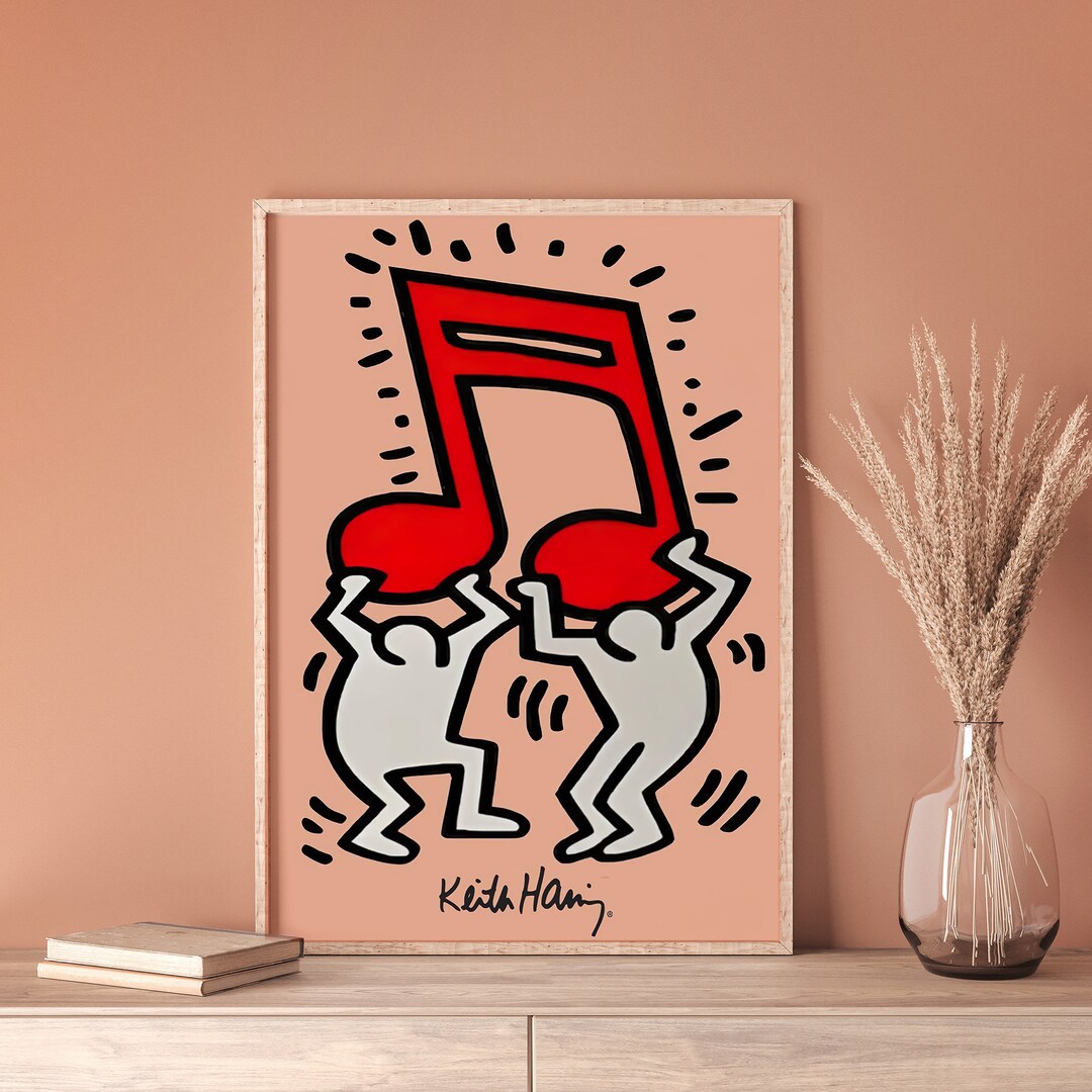 Keith Haring Music Illustration Print, Musical Note Poster, Popular ...