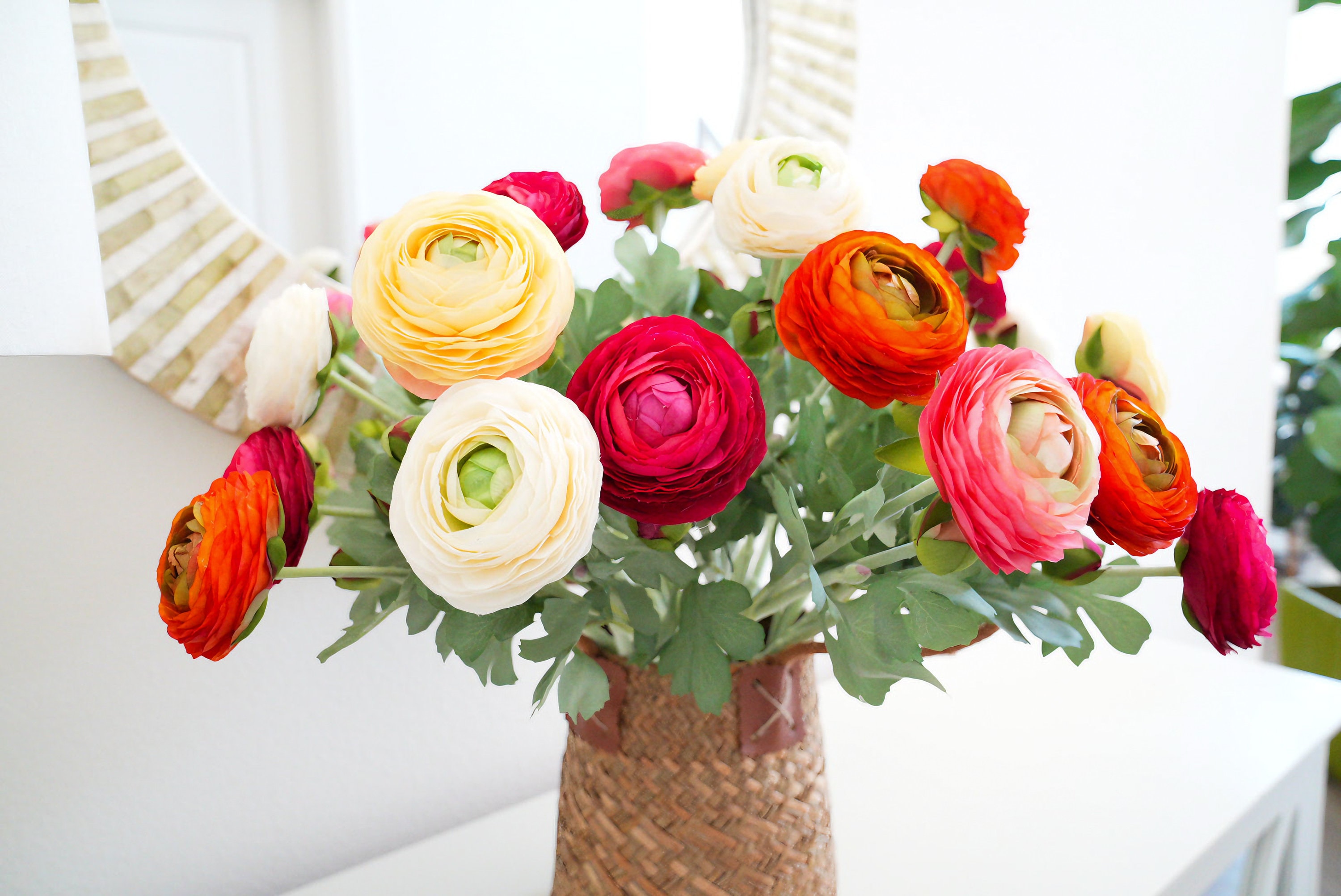 Real Touch Artificial Ranunculus Arrangement 20 Inches Stems Faux Rose ...